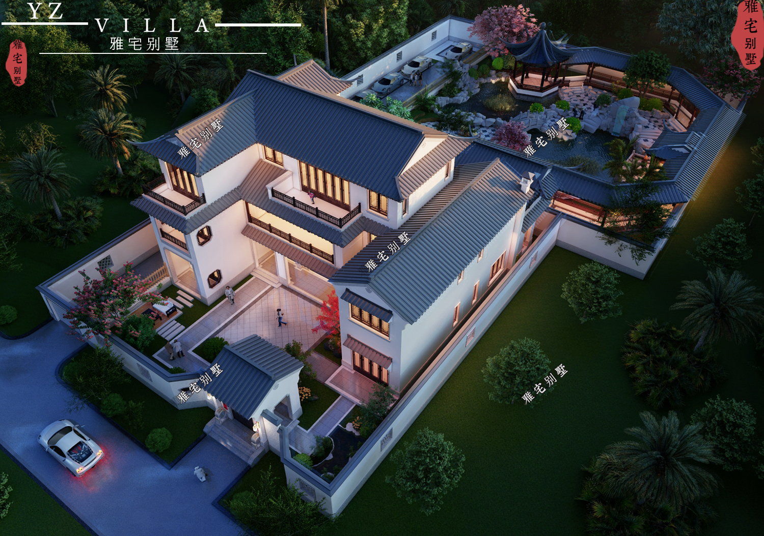 35x58 meters, three-story Chinese villa in Jingzhou, Hubei, with ...