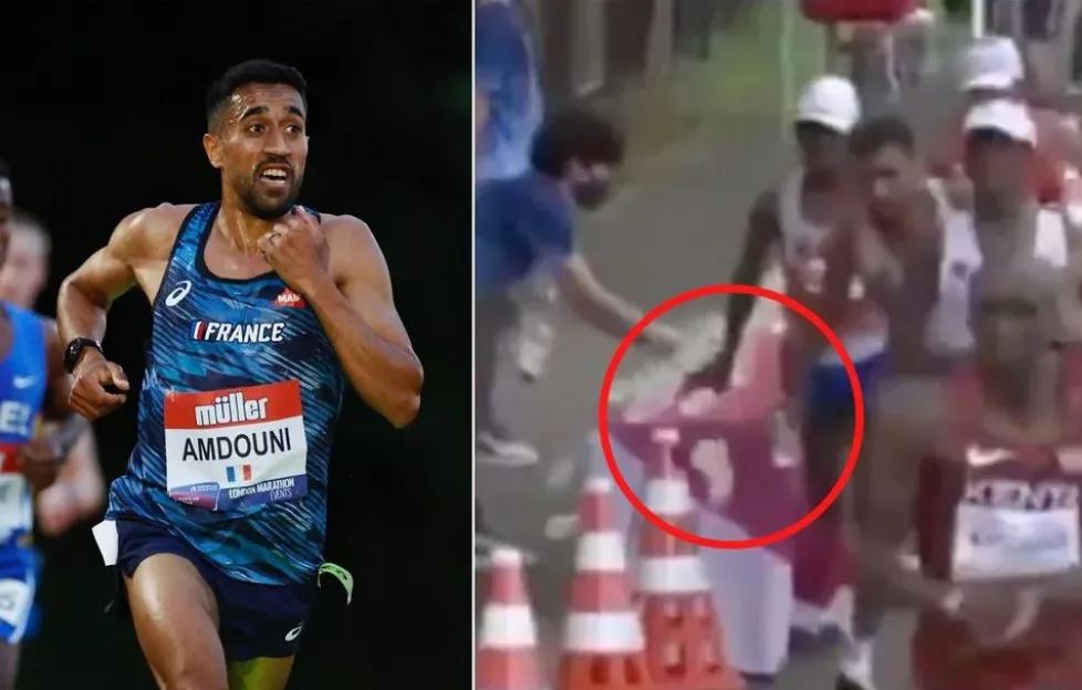 The French marathon runner knocked over and drained, and the runners ...