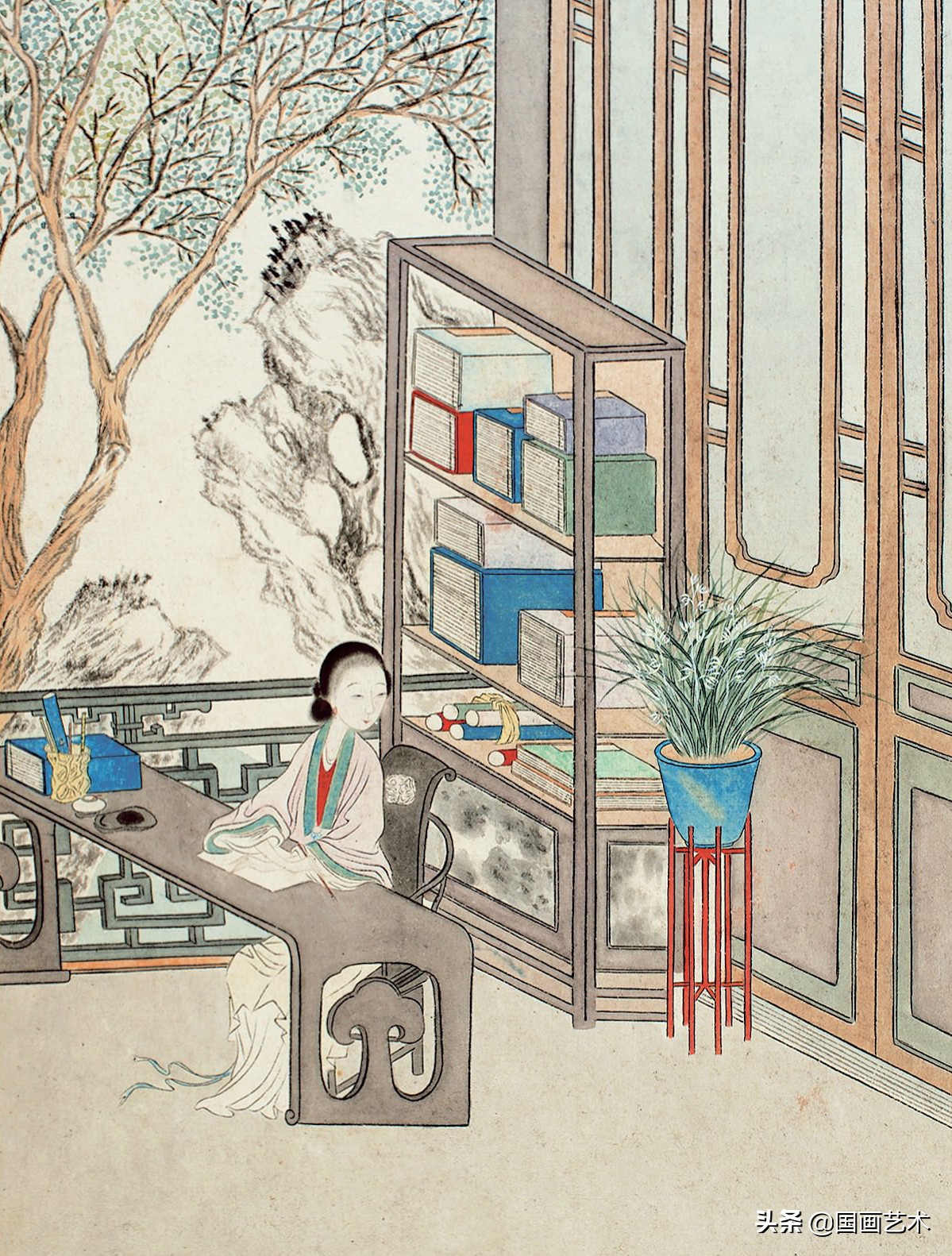 Appreciation of Qing Dynasty painter Gu Luo's figure painting "Spring ...