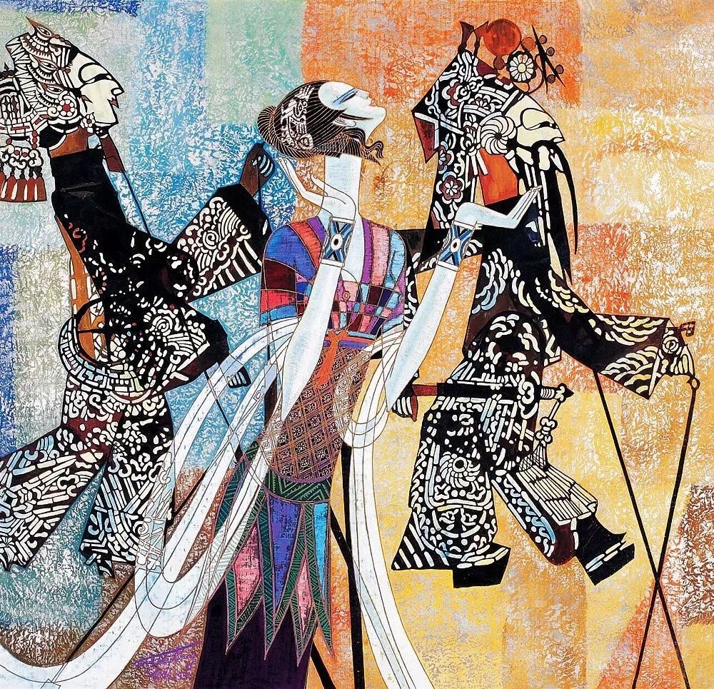 Appreciation of 26 fine works of modern heavy color painting master ...
