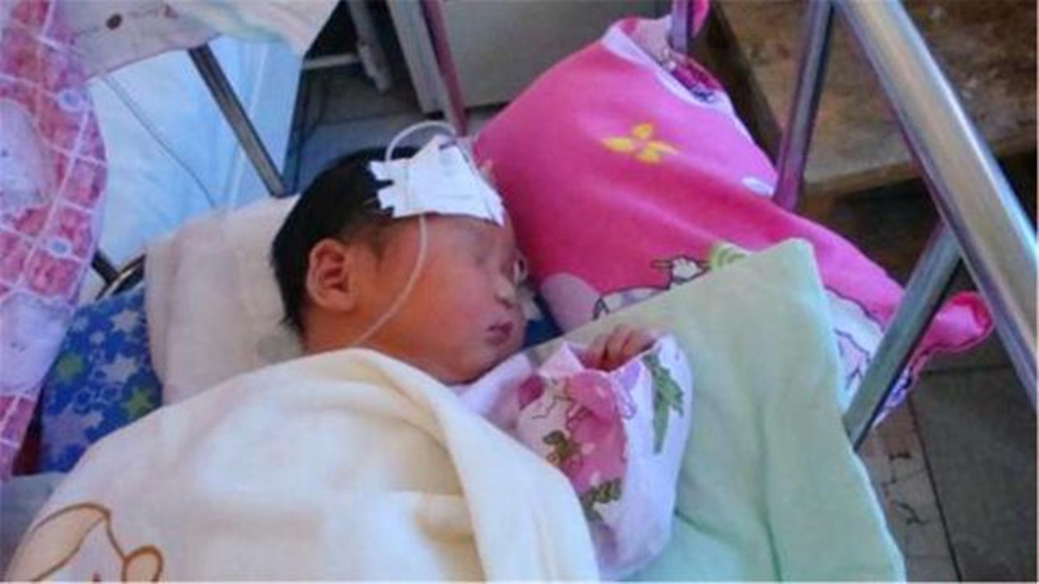 The novice mother pulls out the black thorns on the baby's body ...