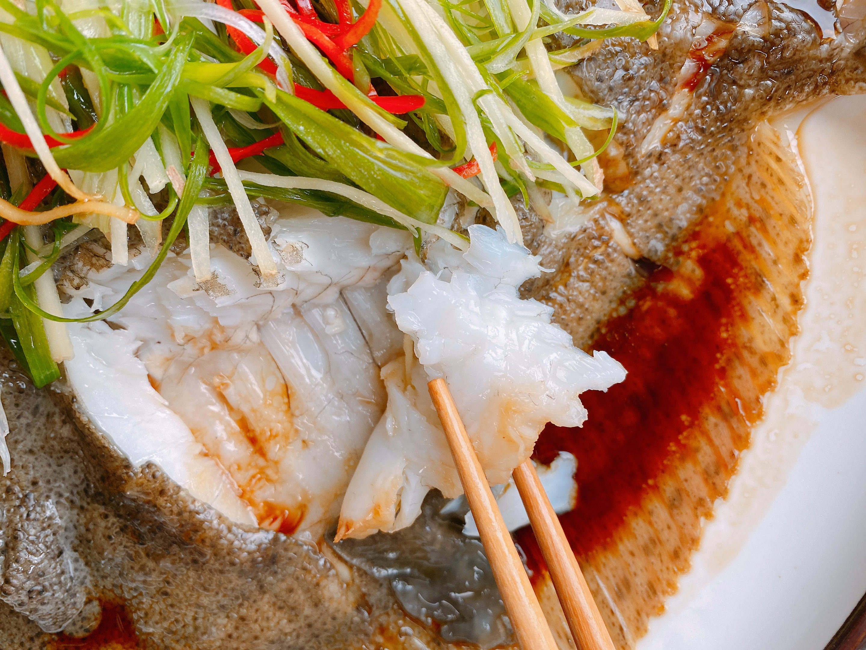Steamed Turbot fish, keeping in mind the "2 elements", a simple ...