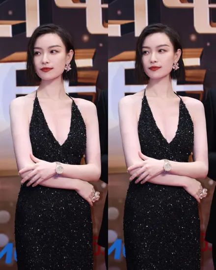TV ceremony, Wang Dou deep V eye-catching, Zhang Yuxi black silk ...