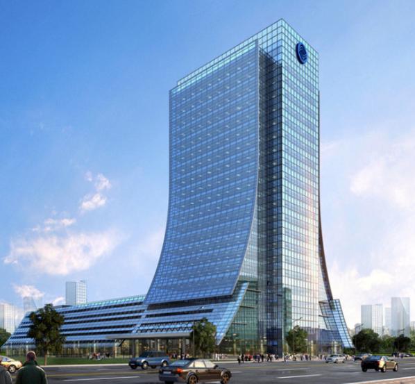 The bank building is as high as a dozen stories, and the business is on ...