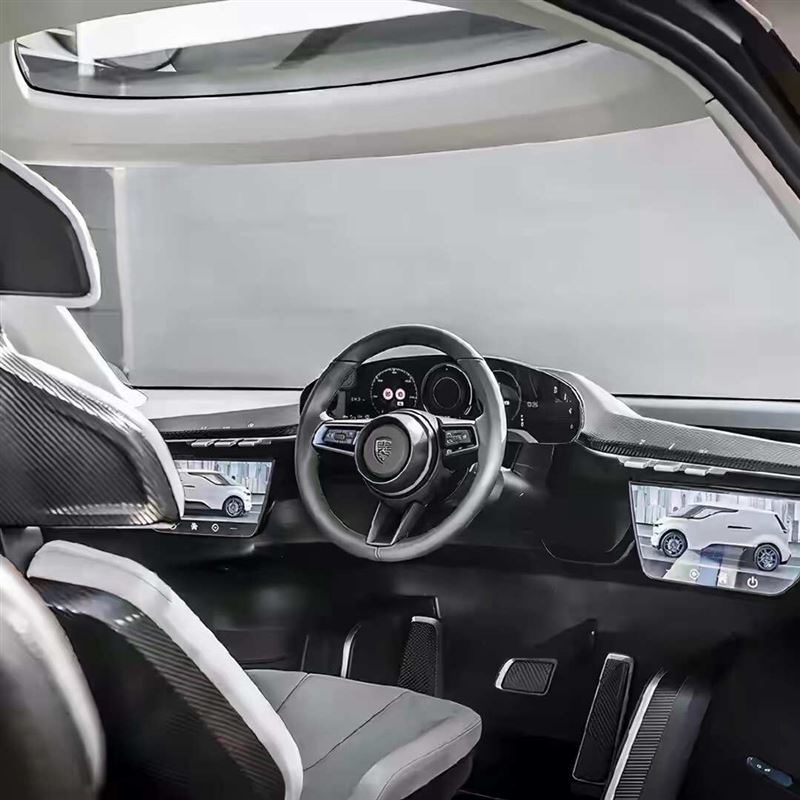 The six-seater layout of the Porsche "Loaf" car without side windows in ...