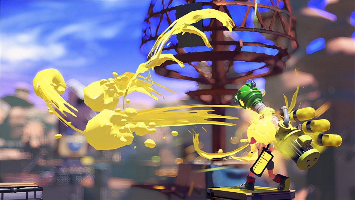 "Splatoon 3" screenshot map Scorch Gorge, weapon Trizooka - iNEWS