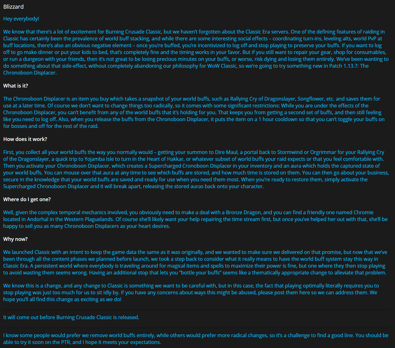 Warcraft nostalgia: Blizzard Blue Sticker P7 world BUFF mechanism will ...