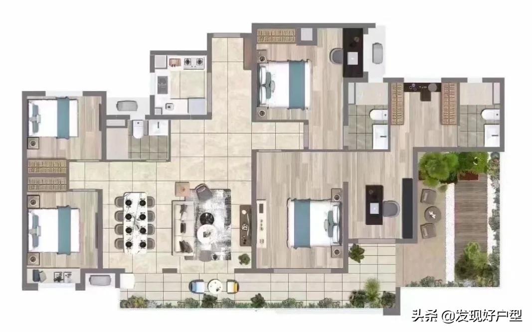 Luxury 180 square meters, the master bedroom has a private sky garden ...