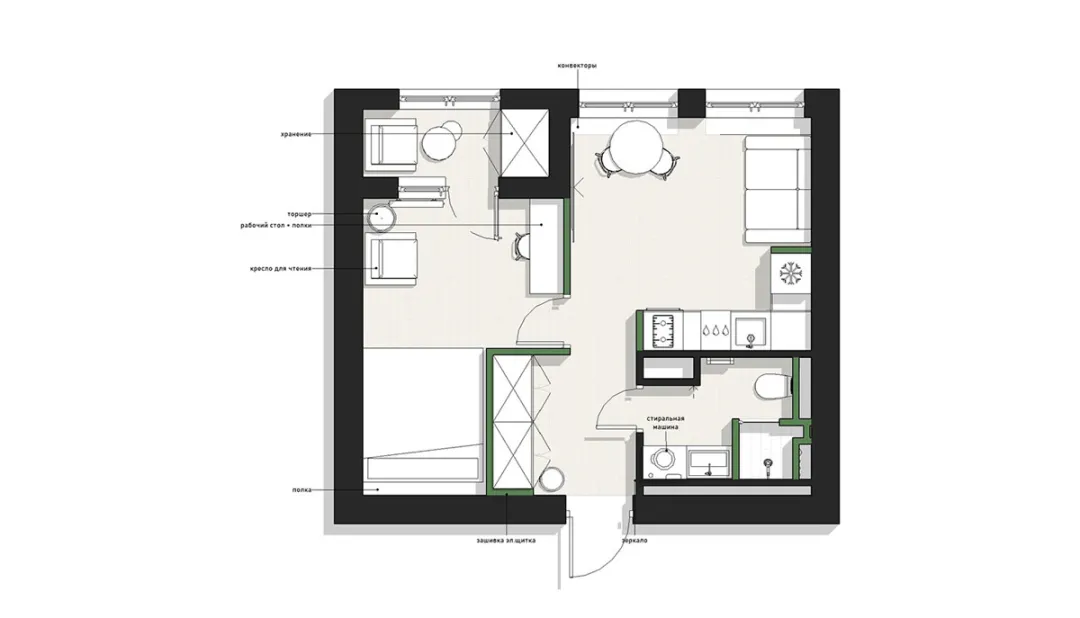 34 square meters ultra-small apartment, wood + white, beautiful and ...