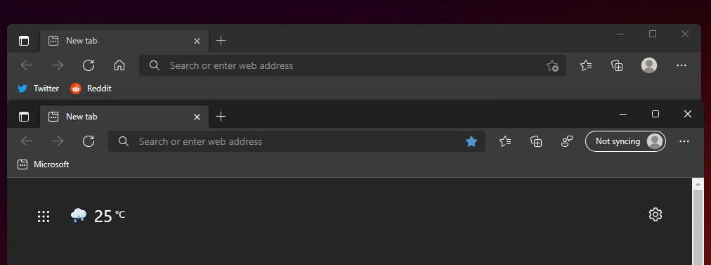 Microsoft Edge browser is testing "enable Win11 visual design update ...
