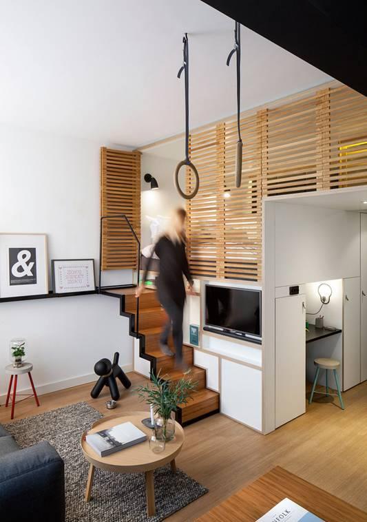 24㎡ loft for foreign girls: the hidden stairs are really smart, and the ...