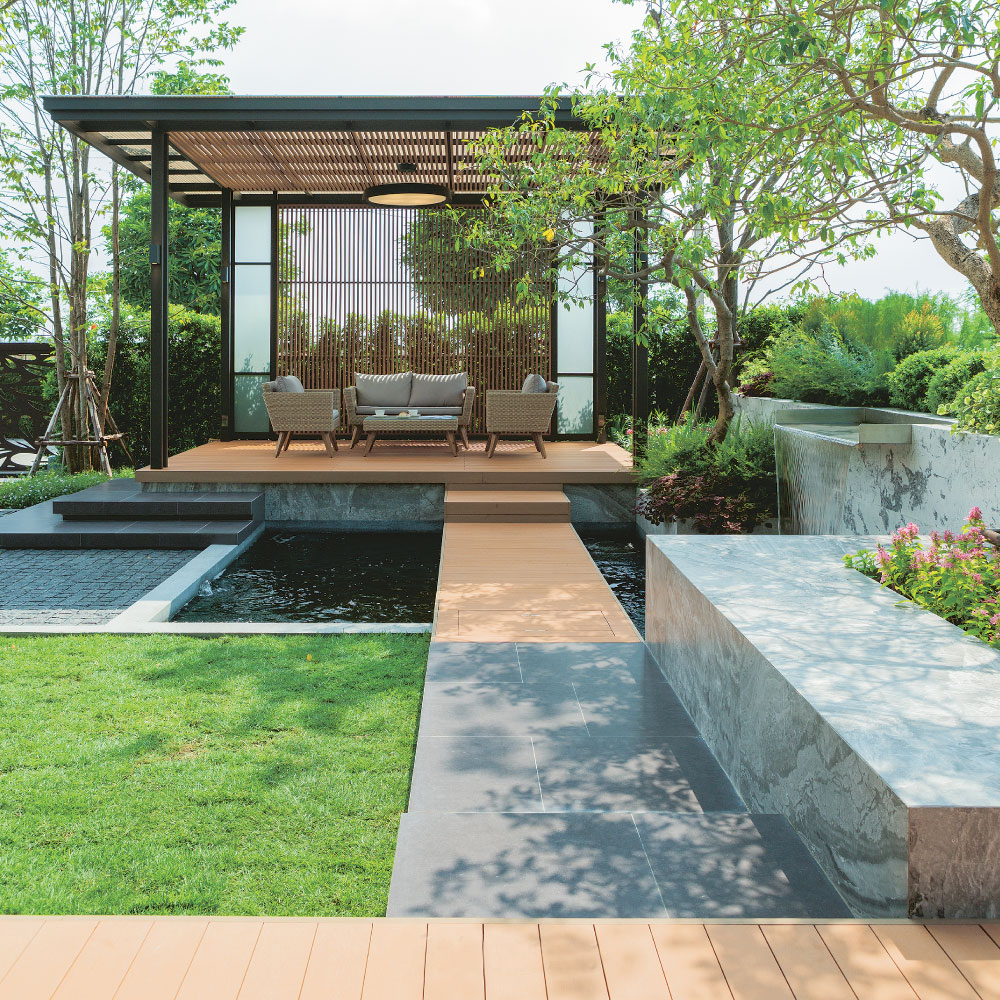 Courtyard design: a garden supported by a pavilion, you can also make a ...