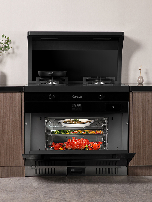 Integrated stove with disinfection cabinets, steam tank, steaming oven ...