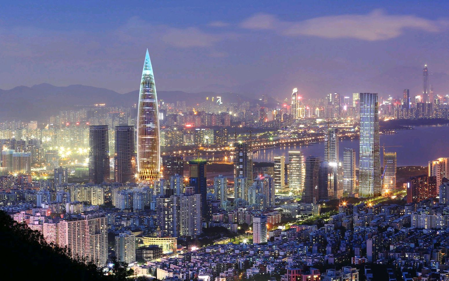 The tallest building by the Shenzhen Bay, over 390 meters, with ...