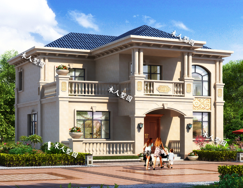 Beautiful European-style two-story villa design, two size schemes ...