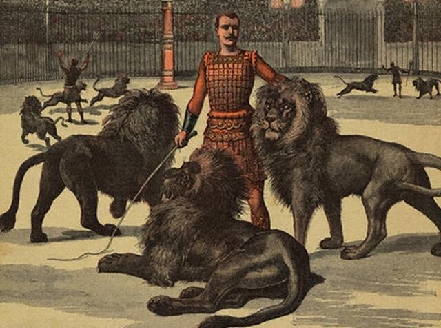 Barbary Lion, a lone African swordsman, and Roman fighting beasts ...