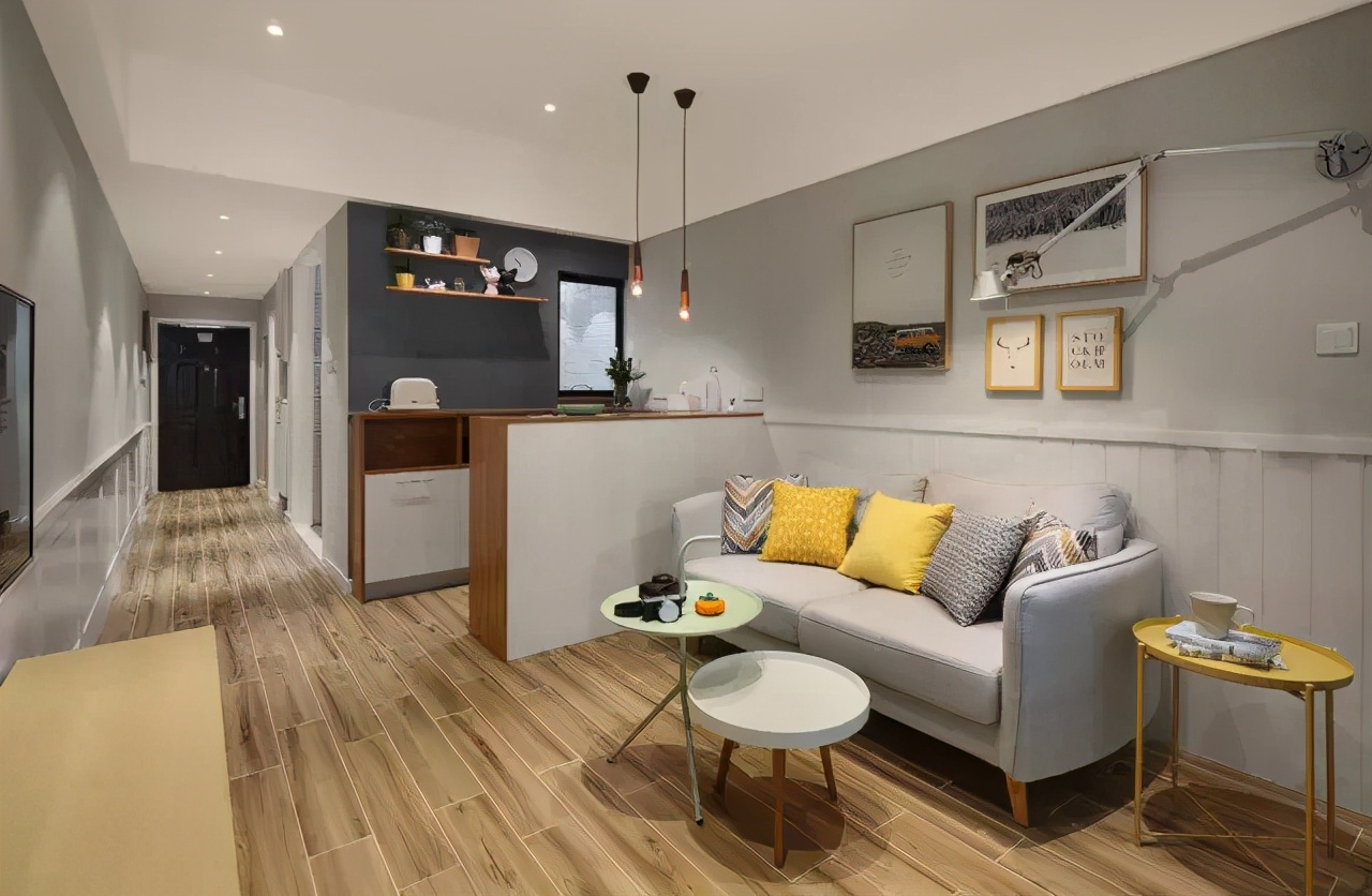 Girl's 40m2 apartment: a straight line layout, layer by layer, with ...