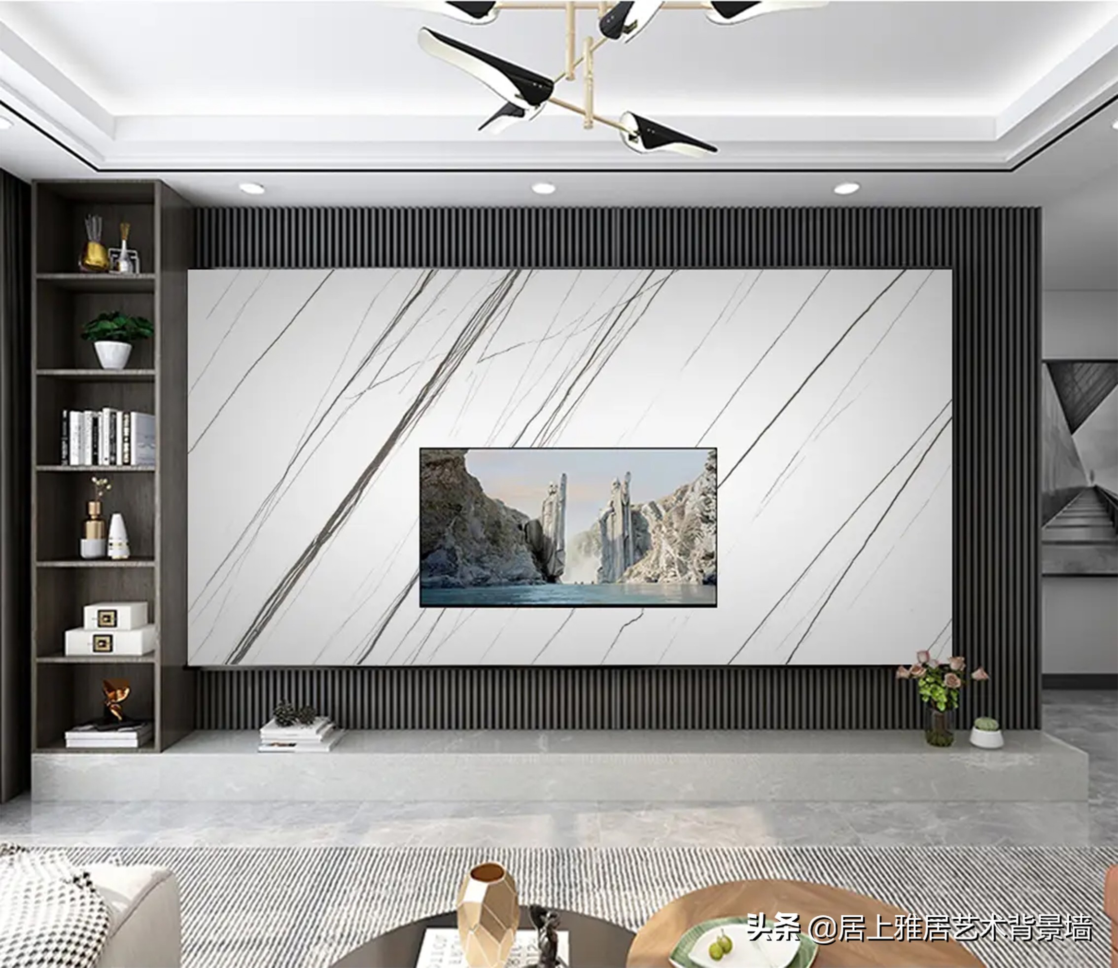 18 popular stone rock slab TV background wall designs, remember to ...