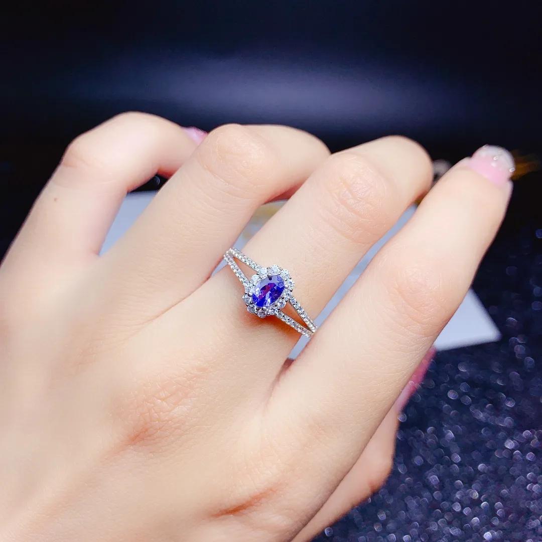 Fine tanzanite ring, flash ring face!Explosive invincible full body ...