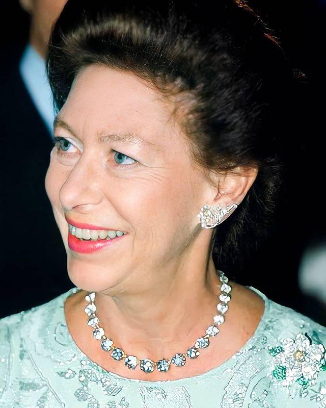 An old photo of Princess Margaret, wearing a crown and a fur cape ...
