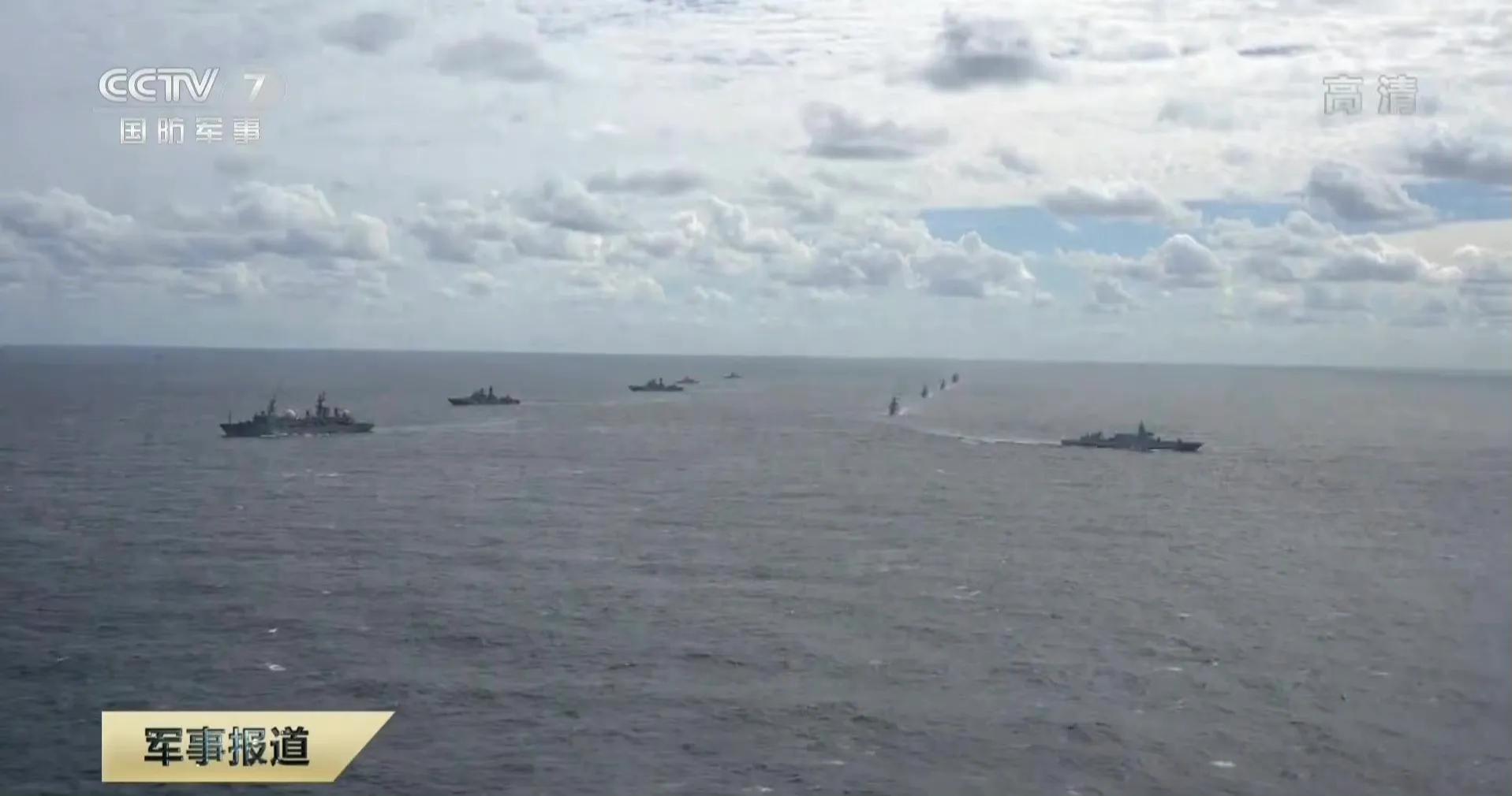 The Sino-Russian combined fleet draws a map around Japan, from the ...